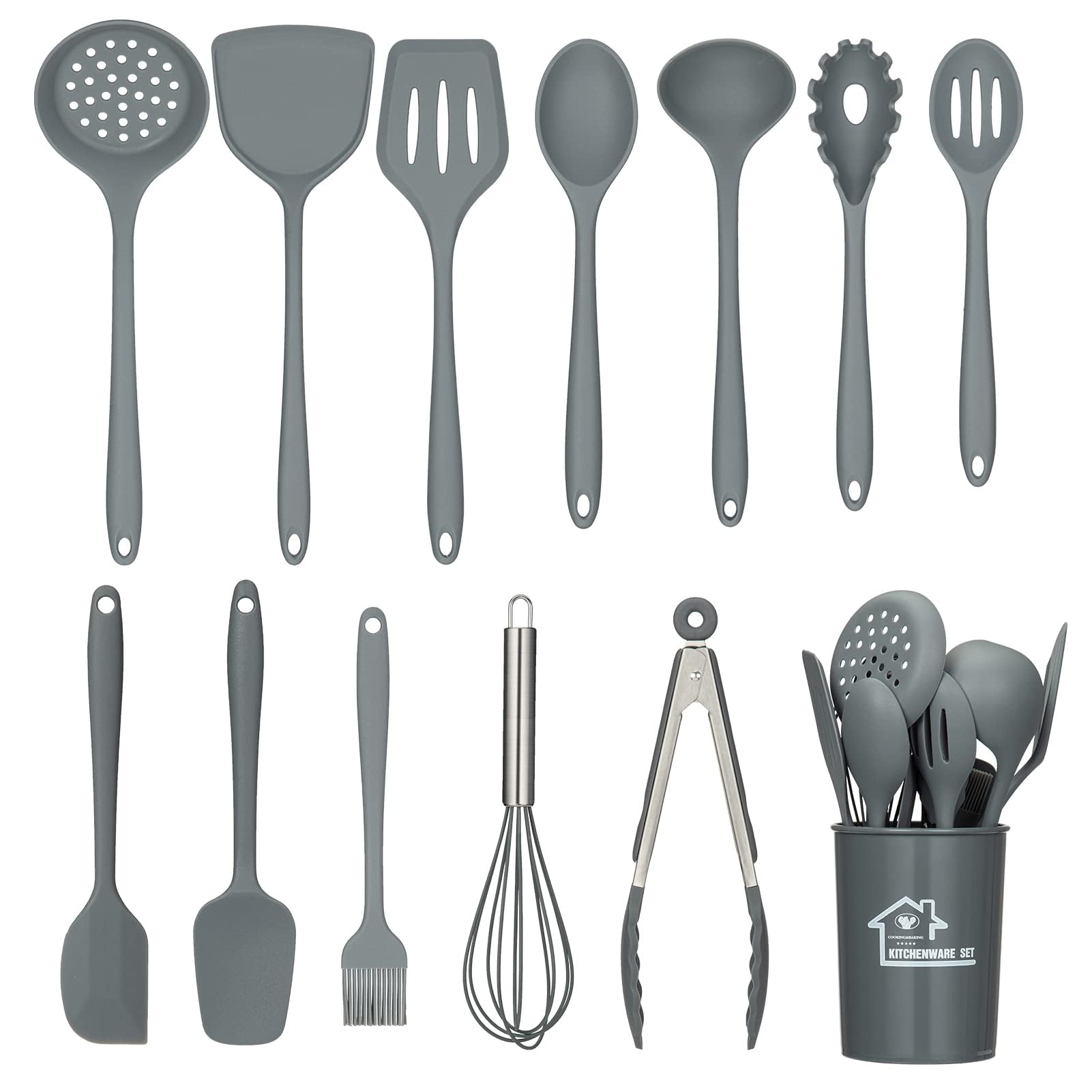 13 Pcs Kitchen Silicone Utensil Set, Heat Resistant Non-Stick Cookware ...