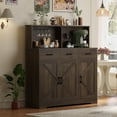 Buffet Cabinet with Microwave Stand, Barn Doors Sideboard Storage ...