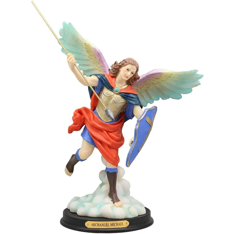 Catholic Colorful Archangel Saint Michael With Javelin Spear Catholic Colorful Archangel Saint Michael With Javelin Spear