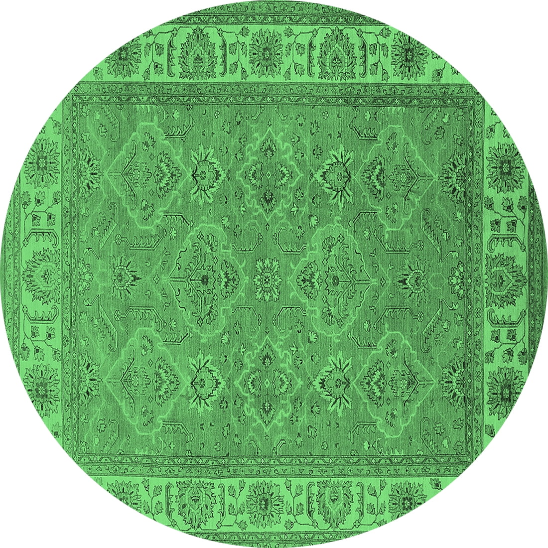 Ahgly Company Indoor Round Oriental Emerald Green Traditional Area Rugs ...