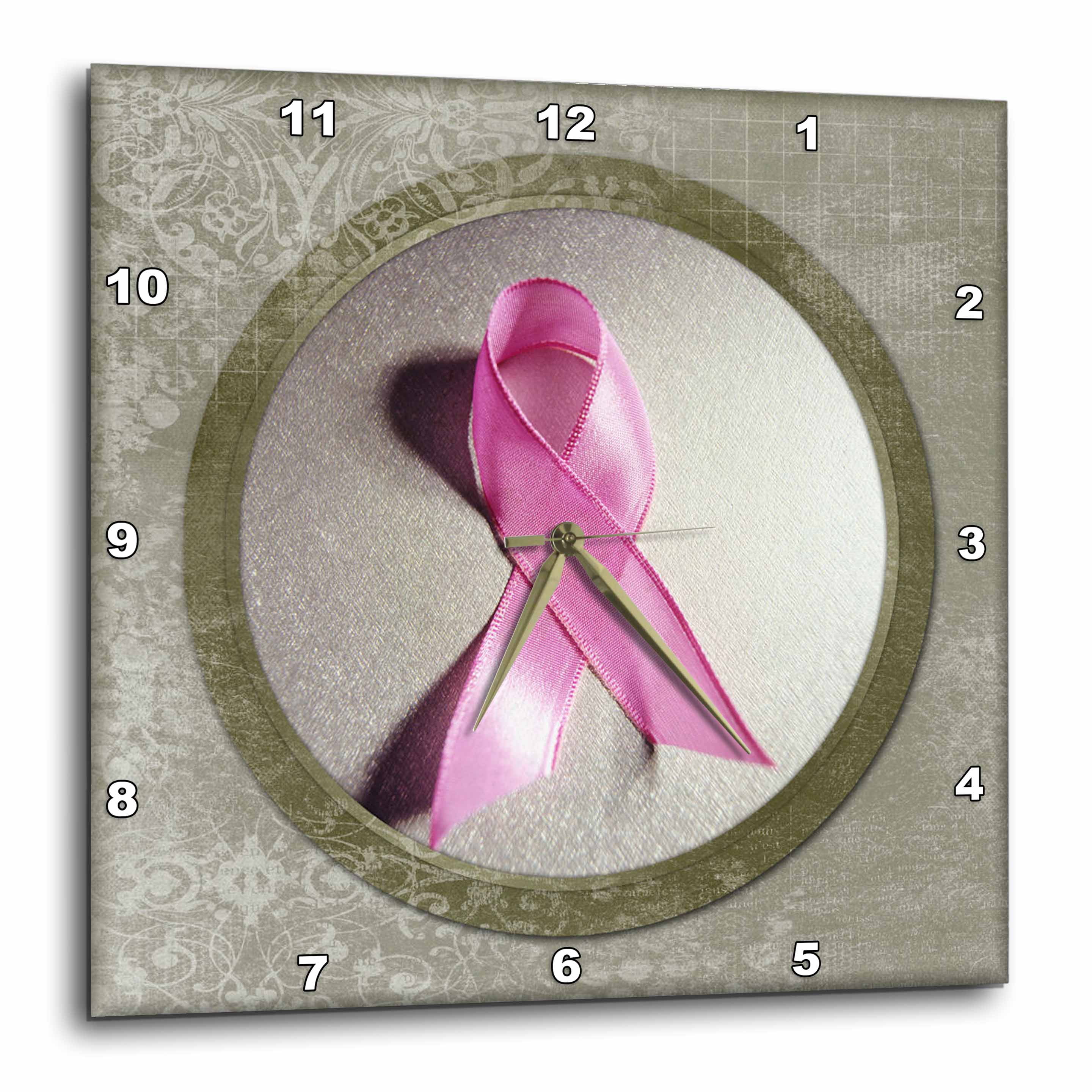 3dRose Breast Cancer Awareness Ribbon - Wall Clock, 10 by 10-inch ...