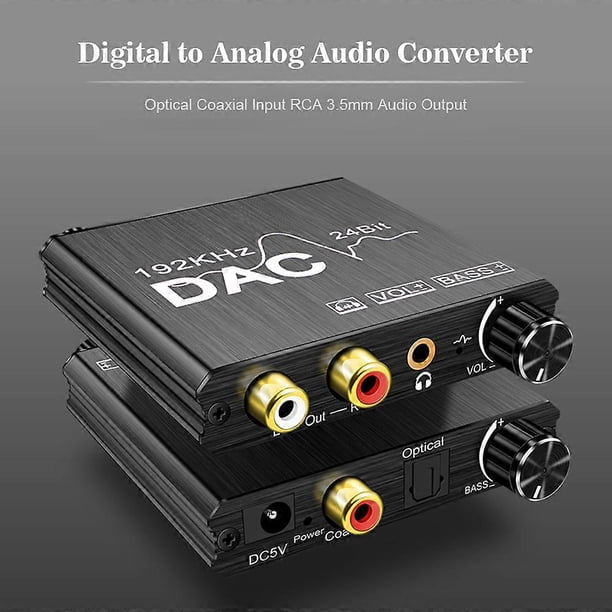 192 kHz 24-bit Digital-to-Analog o Converter DAC Optical Coaxial Input ...