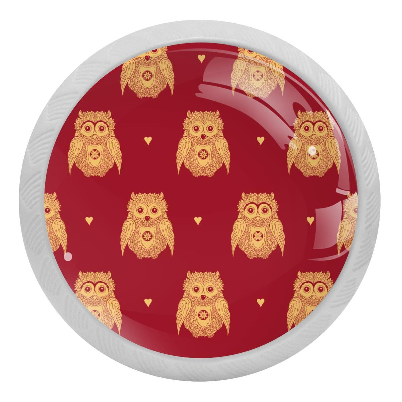 4PCS Round Owl Cabinet Fluorescence Knob Glowing in the Dark Furniture ...