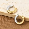 201 Stainless Steel Two Tone Hoop Earrings with 304 Stainless Steel ...