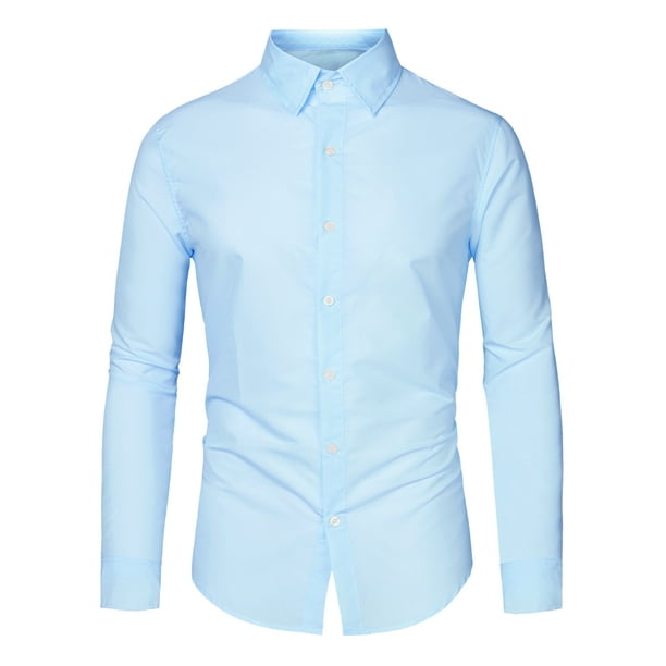 Camisa de vestir para hombre, ajuste regular, manga larga, con botones ...