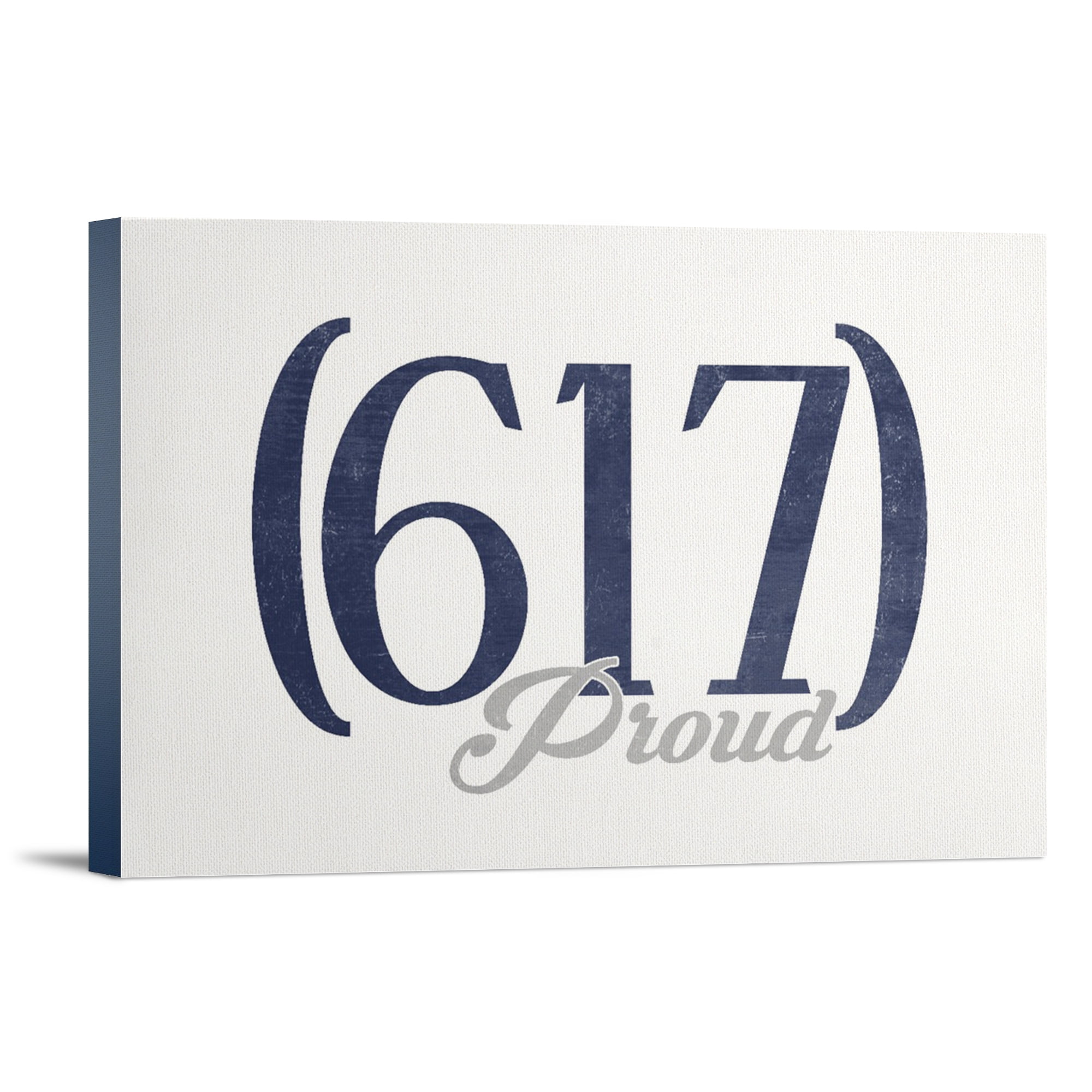 Boston, Massachusetts, 617 Area Code (Blue), (12x18 Wrapped Canvas ...