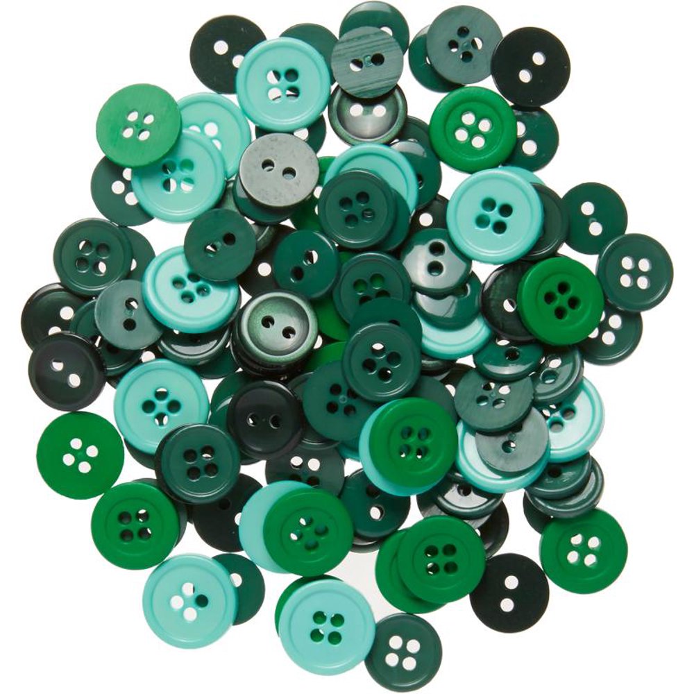 Favorite Findings Basic Buttons Assorted Sizes, 130/Pkg, Green ...