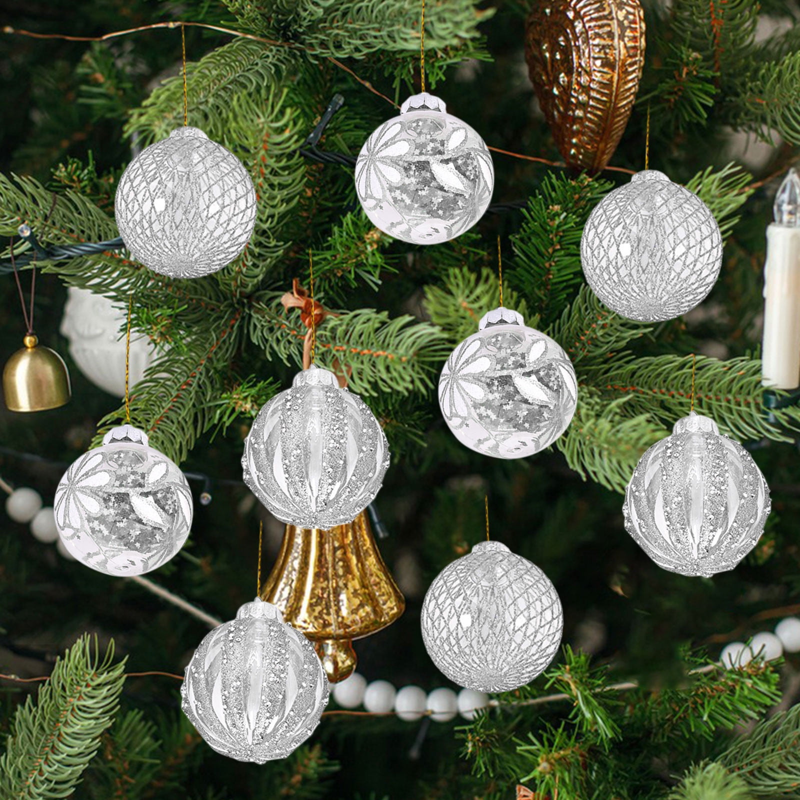 Click here for Seyotauo 3.14 Christmas Ornaments Set  9 Pcs Silve... prices