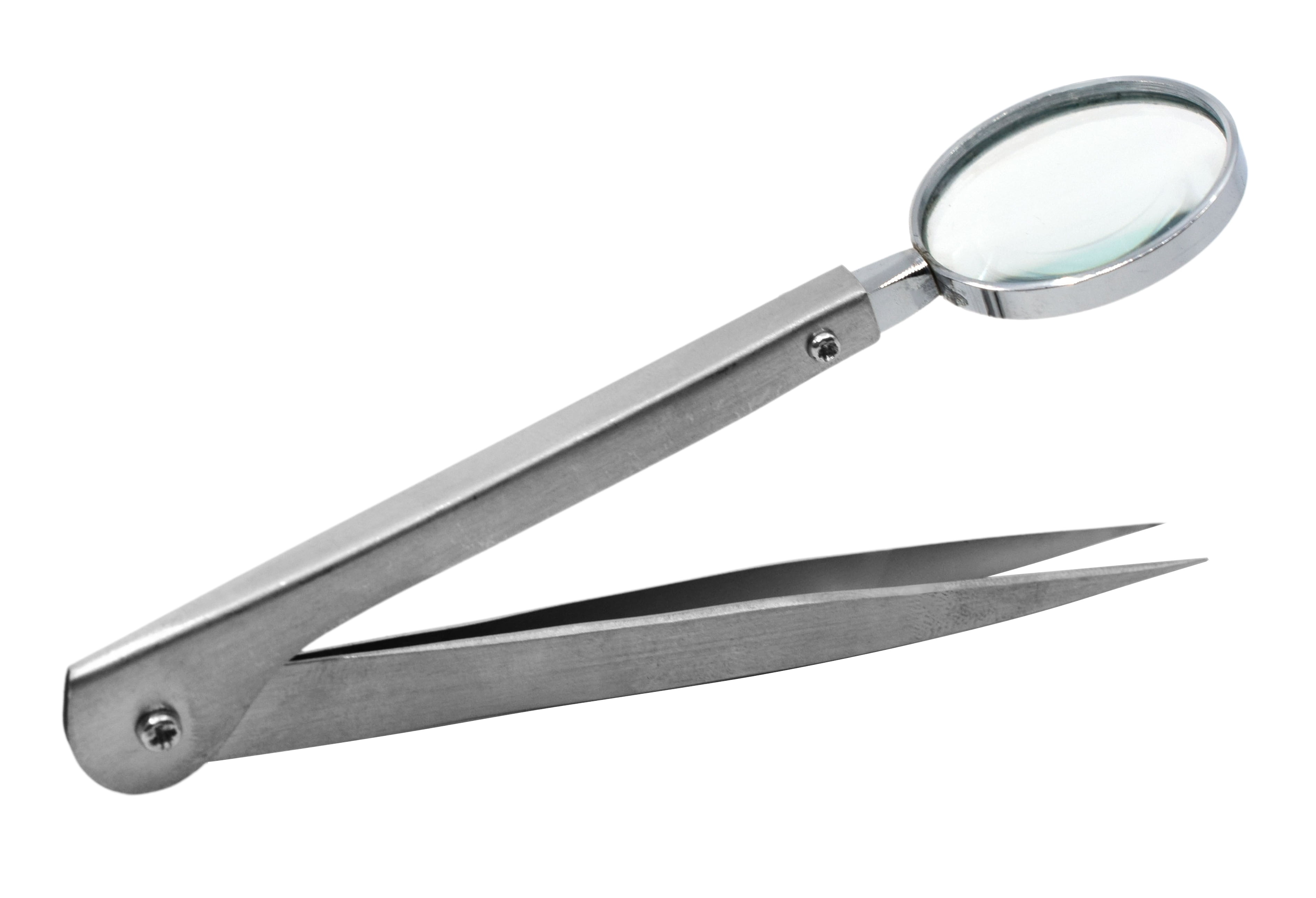 Forceps with Built-In Magnifying Glass, 5" - Fine Tip Tweezers ...