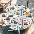 Cartoon Construction Vehicle Round Tablecloth 36-44 Inch Round Fitted ...