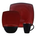 Gibson Soho Lounge 16-Piece Square Stoneware Dinnerware Set in Red ...