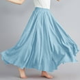 absuyy Womens Long Skirts Elastic Waist Casual Summer Flax A-line Maxi ...