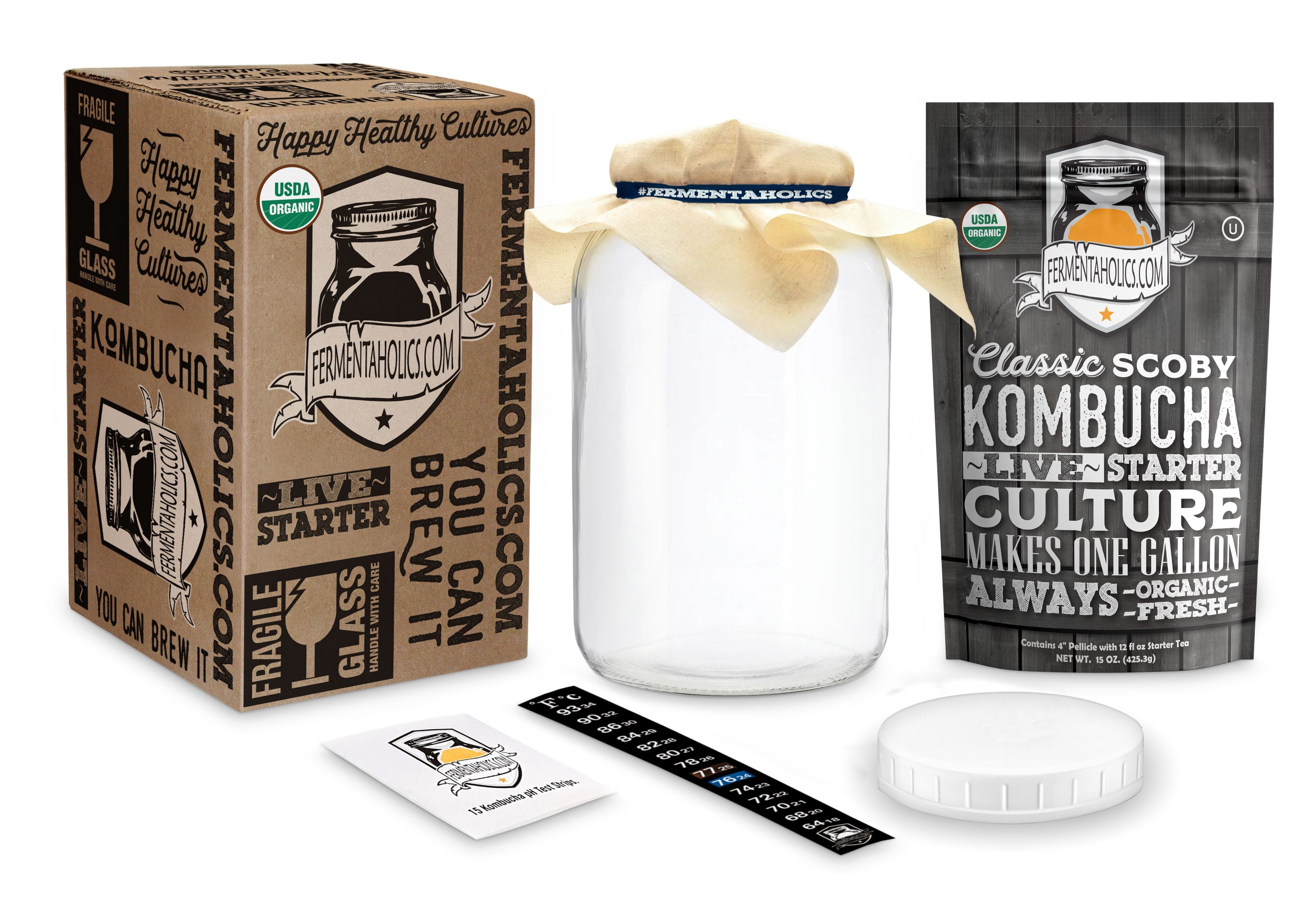 Kombucha Essentials Kit - ORGANIC SCOBY - Brew kombucha at Home ...