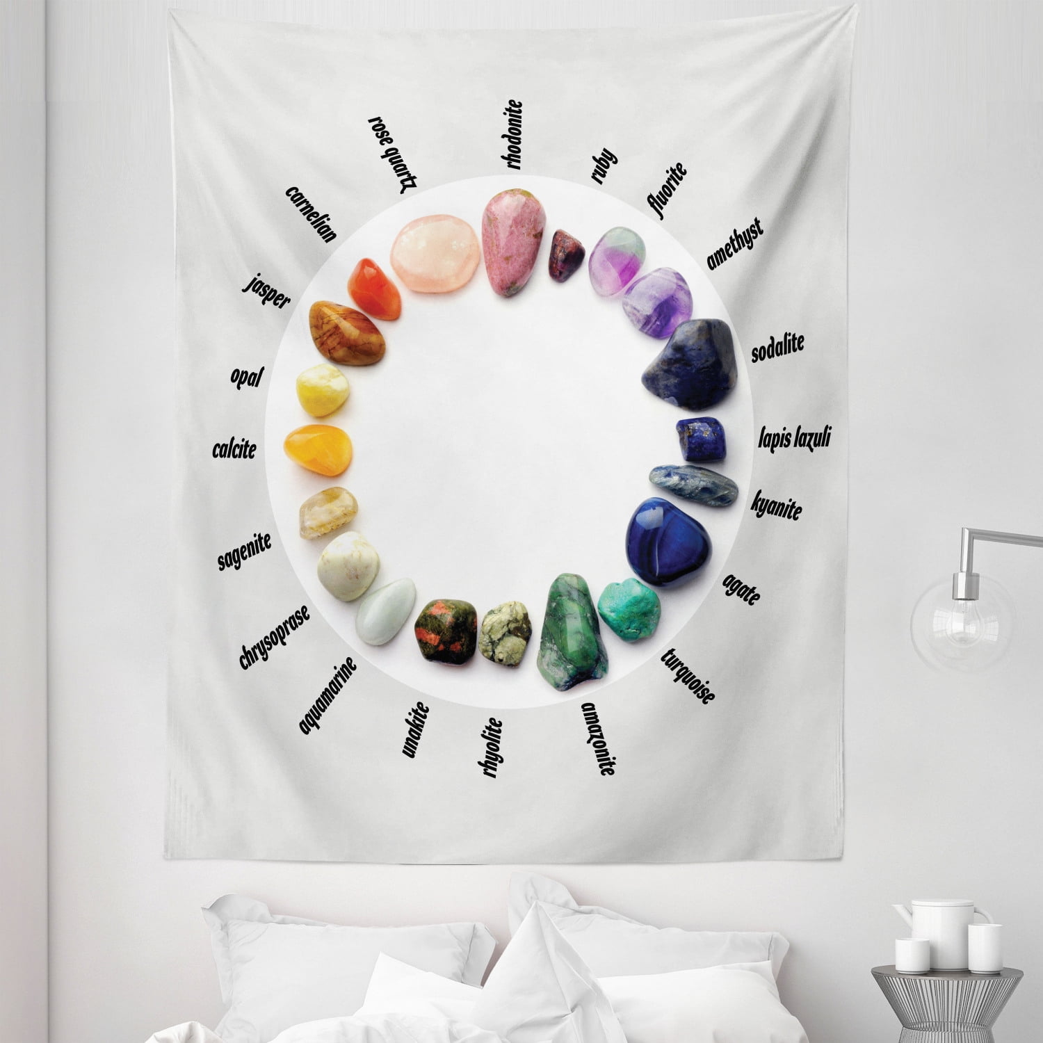 Stones Tapestry, Natural Precious Rocks and Written Names Round Order ...
