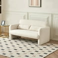 MAYEERTY Modern Lamb Fabric Loveseat Sofa Solid Wood Frame Toss Pillow ...