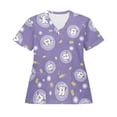 Binienty Cute Tooth Print Healthcare Work Shirt for Women Stretchy V ...