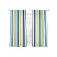 Blue Yellow White Stripe Texture Sheer Curtains 2 Panels Set Abstract ...