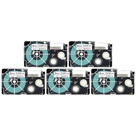 Casio Label Writer Nameland Genuine Tape 9mm XR-9X-5P-E 5 transparent ...