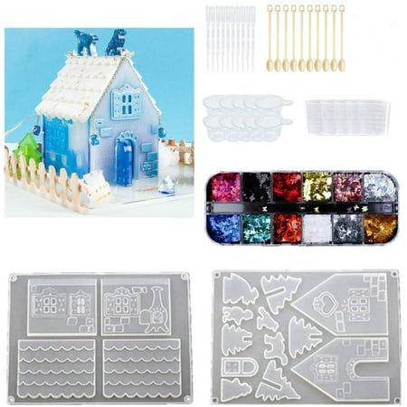 Resin Silicone Mold,Christmas Silicon 3D House Resin Art Molds Sets ...