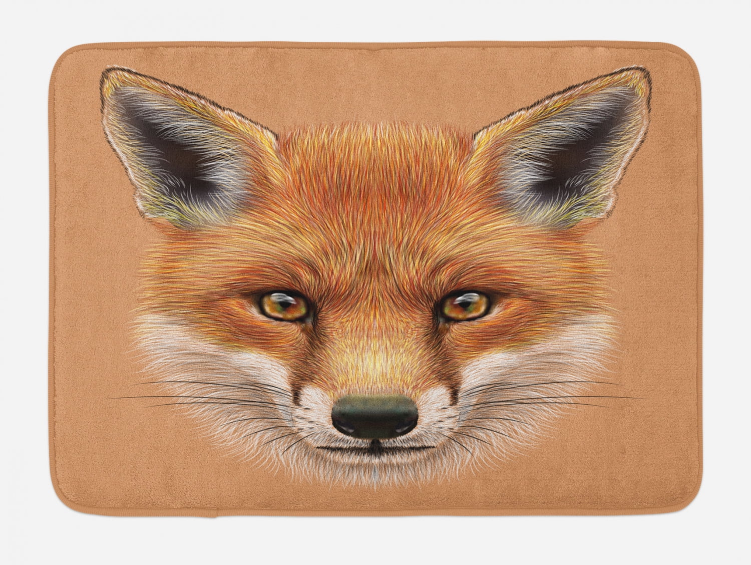 Fox Bath Mat, Cute Fluffy Face of Forest Fox Young Baby Mammal Predator ...
