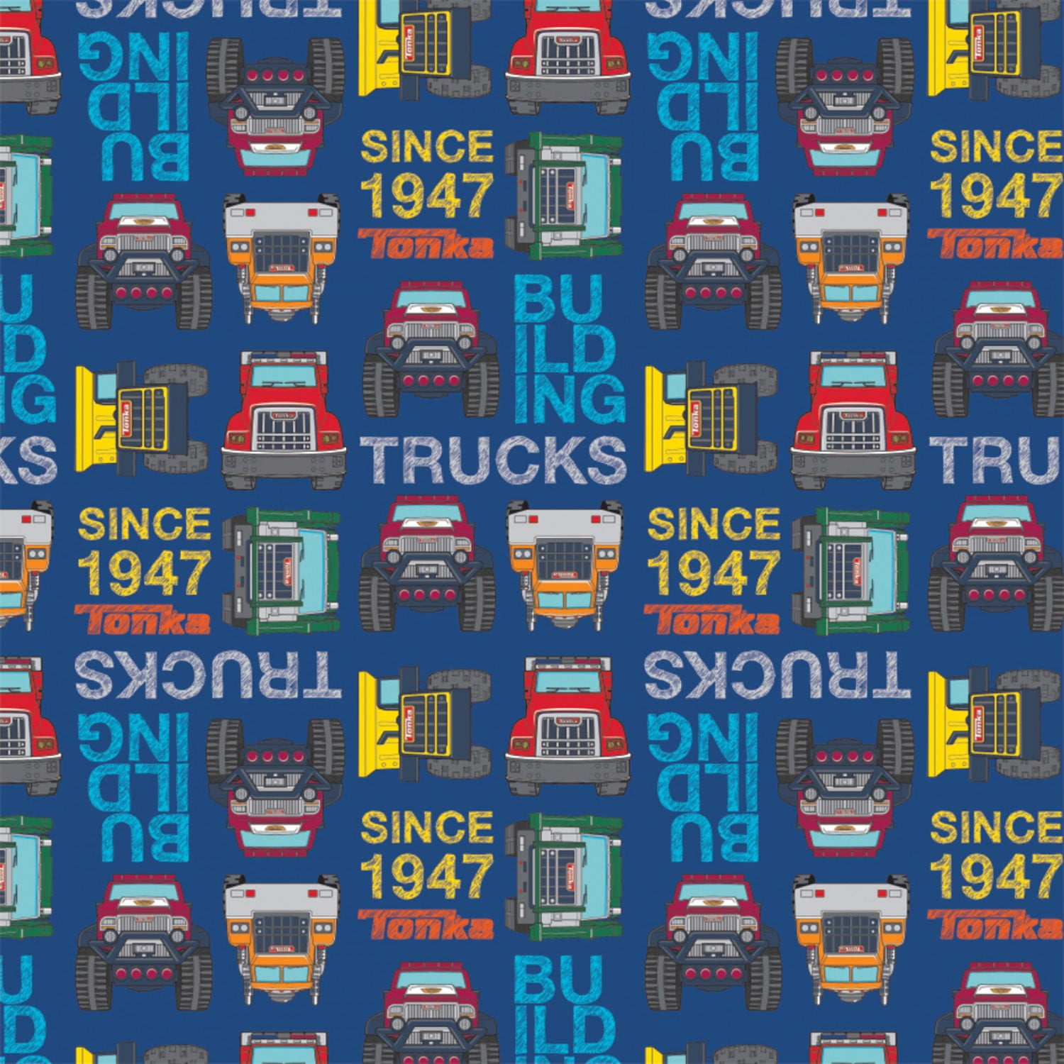 Hasbro Tonka Collection Wonka Tough Blue 100% Cotton Fabric by The Yard ...