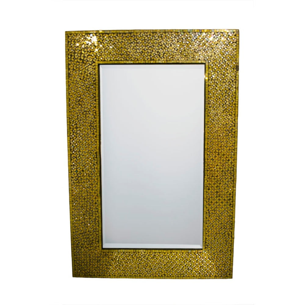 Elegantly Charmed Rectangular Mosaic Patterned Mirror, Gold - Walmart.com