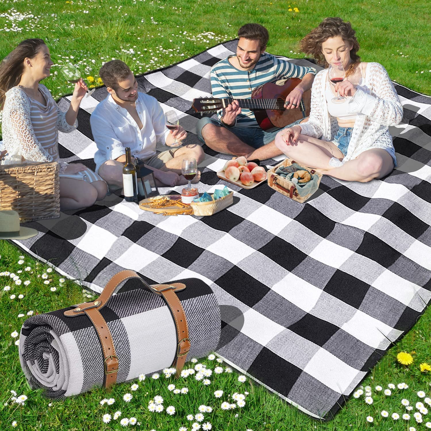 Click here for Foohor 80x 80 Picnic Blanket Extra Large  Waterpro... prices