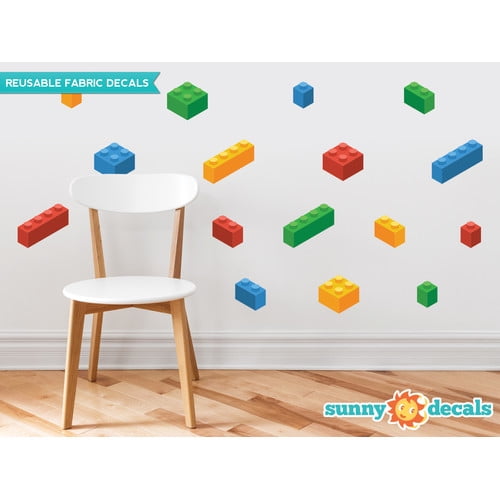 Sunny Decals 16 Piece Building Block Bricks Fabric Wall Decal Set ...