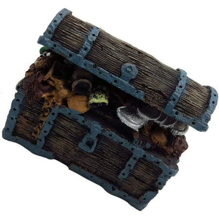 IGUOHAO Aquarium Treasure Chest Ornament Fish Hiding Cave Resin Shrimp ...