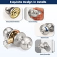 10 Pack Brushed Nickel Privacy Door Knobs Interior, Classic Round Shape ...