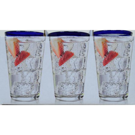 Libbey Glass Tumbler with Blue Rim - Walmart.com - Walmart.com