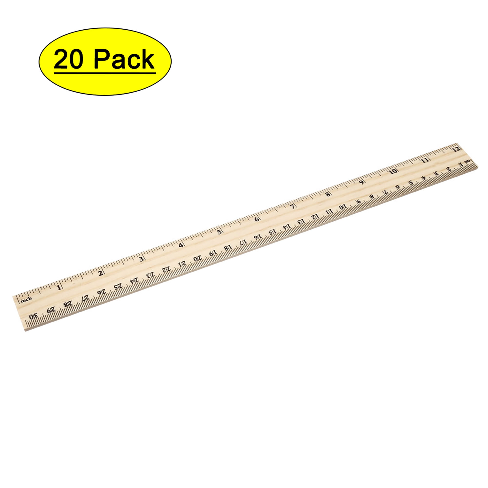 30cm 12 Inch Wood Ruler 2 Scale Office Measuring Wooden Rulers 20 Pack ...