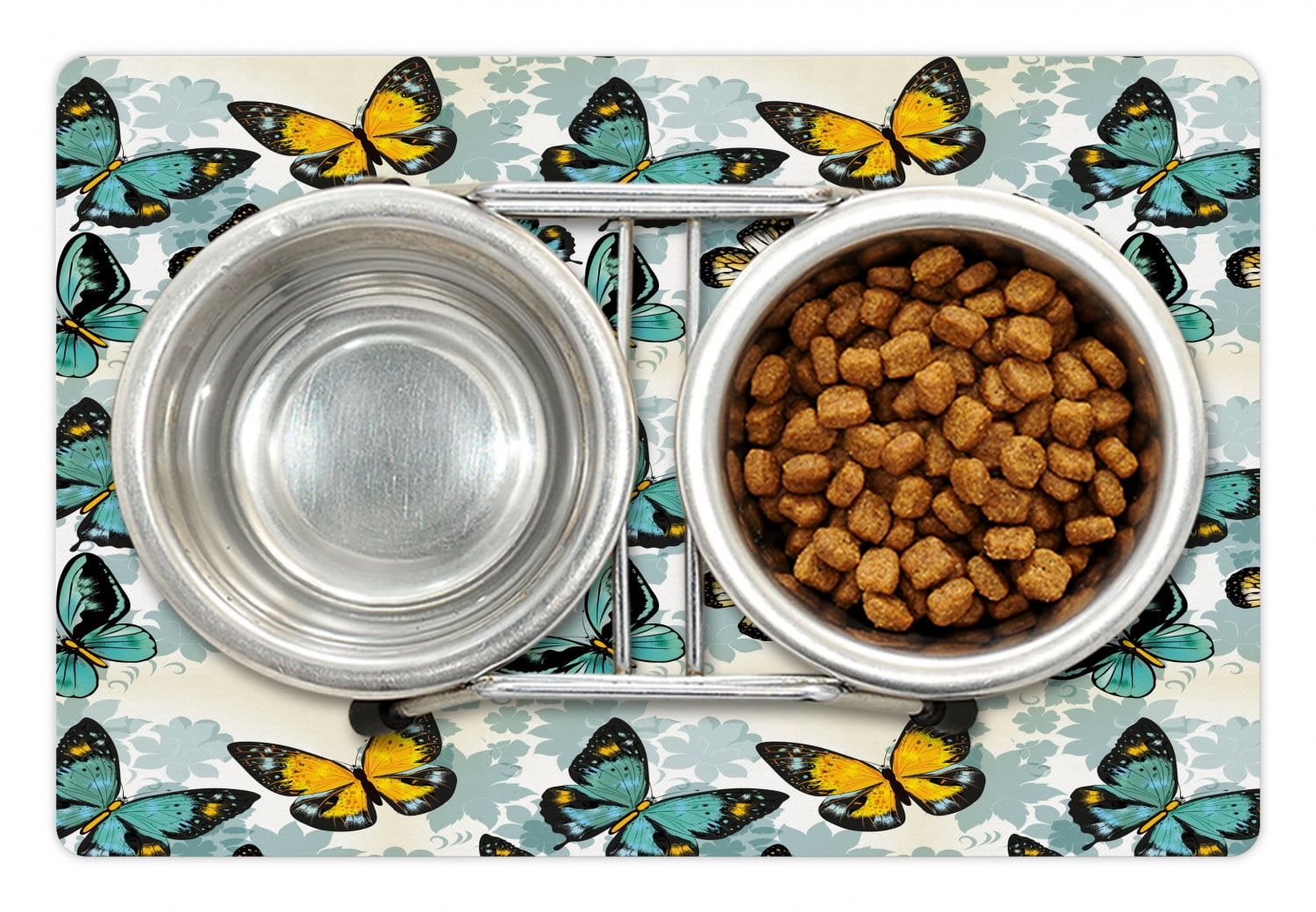 Butterfly Pet Mat for Food and Water, Romantic Design Illustration with ...