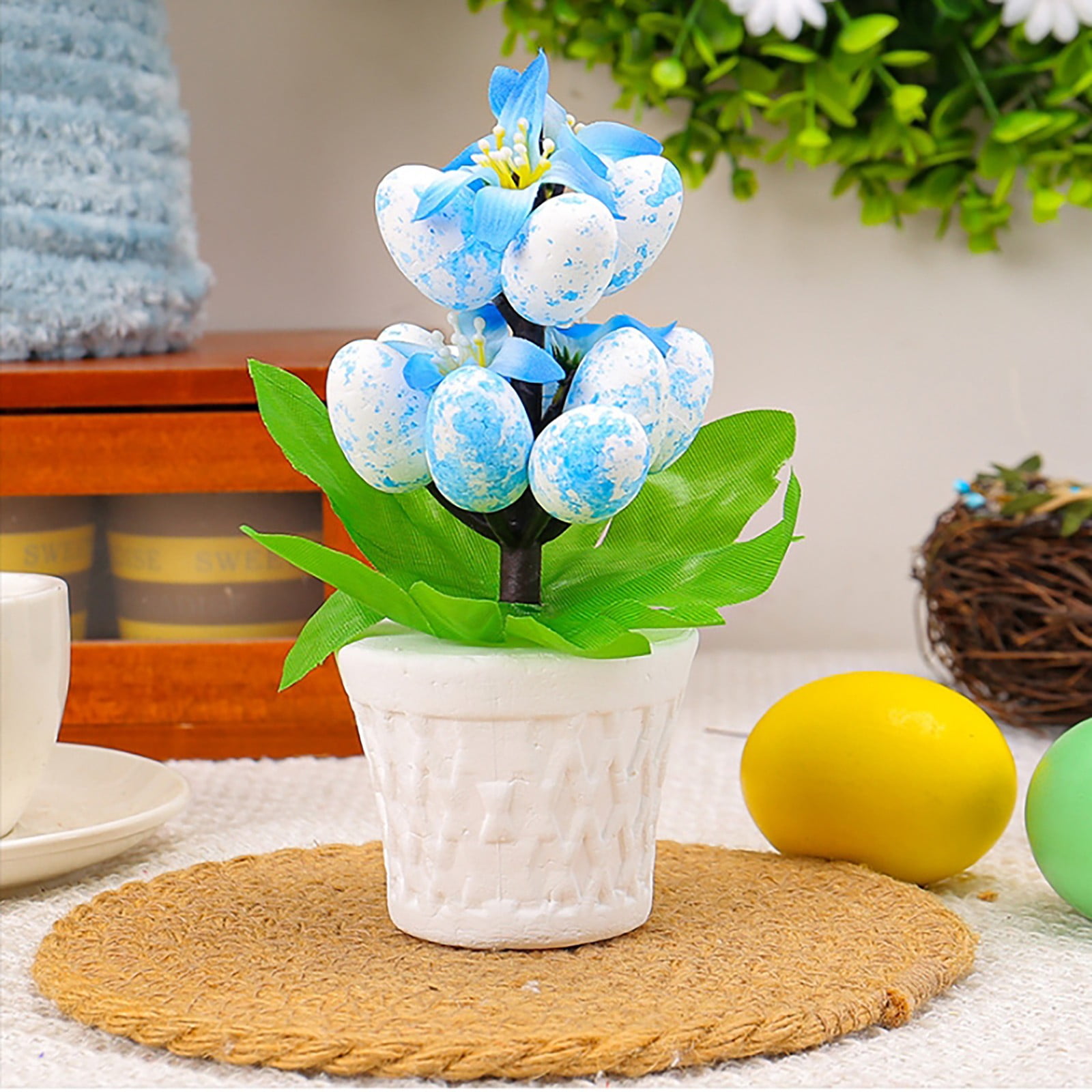 Easter Egg Flower Pot Decoration Peonies Flowers with Vase Flowers for ...