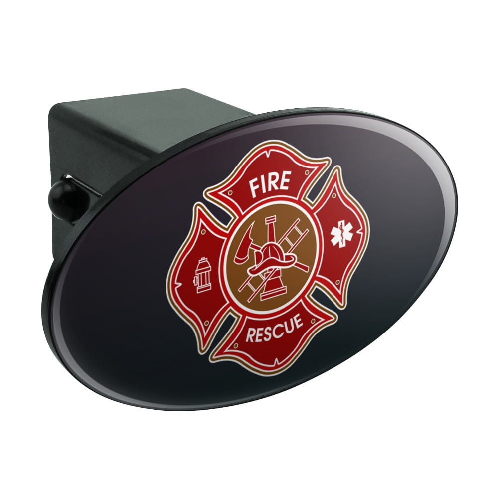 Firefighter Fire Rescue Maltese Cross Oval Tow Trailer Hitch Cover Plug ...