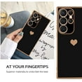 Compatible with Samsung S23 Ultra 5G Case for Women Girl, Plating Edge Cute Love Heart Soft TPU ...