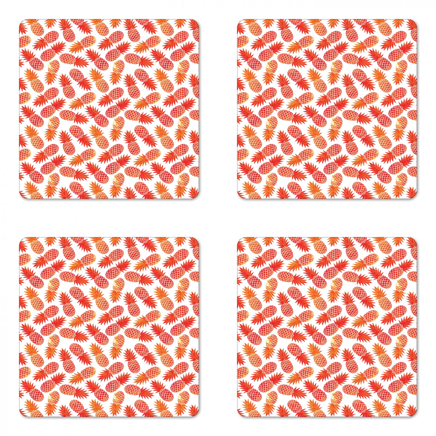 Orange Coaster Set of 4, Vintage Pattern of Tropical Exotic Climate ...