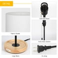 Bedside Black Modern Table Lamp With Tan Wood Base, Pull Chain Switch ...