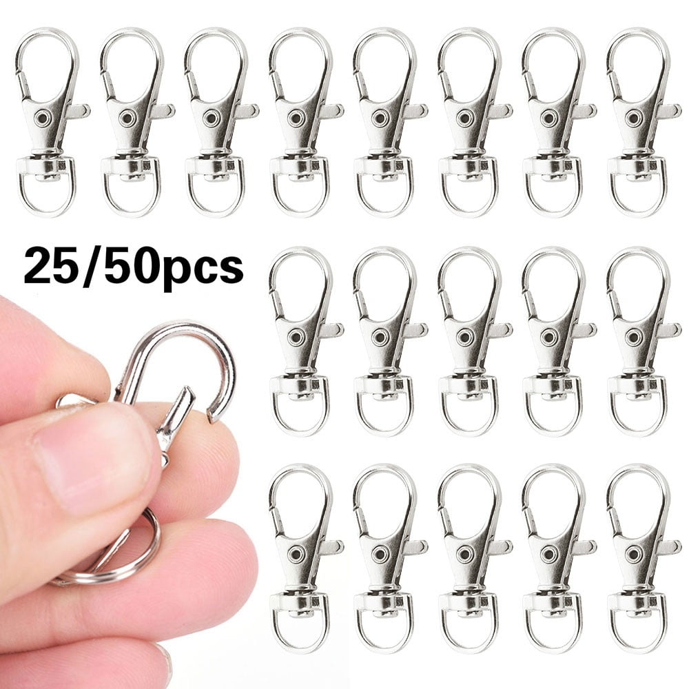 25/50pcs Swivel Lobster Clasp Clips Hook Alloy Key Ring Split Keychain ...