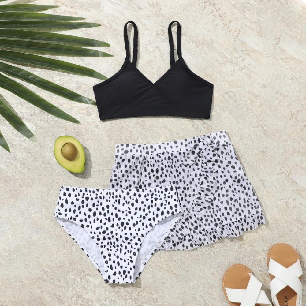 Uccdo 7-12T Girls Swimsuits, Big Girls Leopard Printed Bikinis Bathing ...
