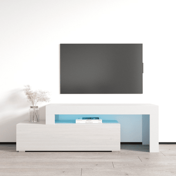 Arm TV Stand for TVs up to 90", Modern High Gloss 79" Entertainment ...