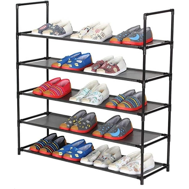 Click here for Mkl 25 Pairs Black Metal Shoe Rack (5-Tier) 10 Ml prices