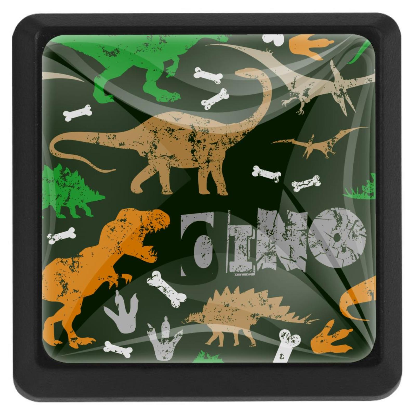 3 Pack Dinosaur Square Cabinet Door Knobs Decor for Cupboard Dressing ...