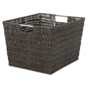 Whitmor Rattique® Storage Tote Baskets - Set of 3 - Black - Walmart.com