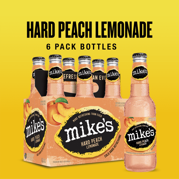 Mike's Hard Lemonade Peach Lemonade, 6 Pack, 11.2 fl oz Bottles, 5% ABV ...