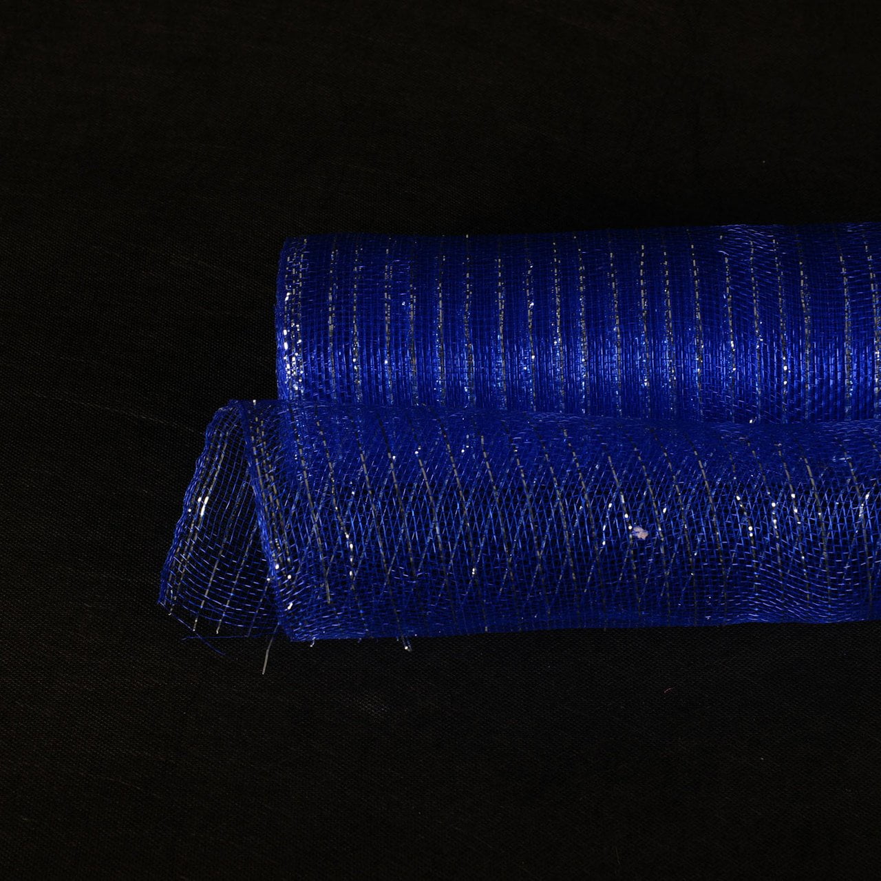 Royal Blue with Silver Lines - Deco Mesh Wrap Metallic Stripes - ( 10 ...