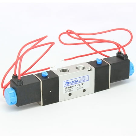 5 Ports 4 Way 2 Position Valve 1/4" NPT (Exh. 1/8") Wire Leads Double ...