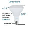 Viribright BR30 (8 Pack) LED Light Bulbs, 60+ Watt Replacement, 6000K ...