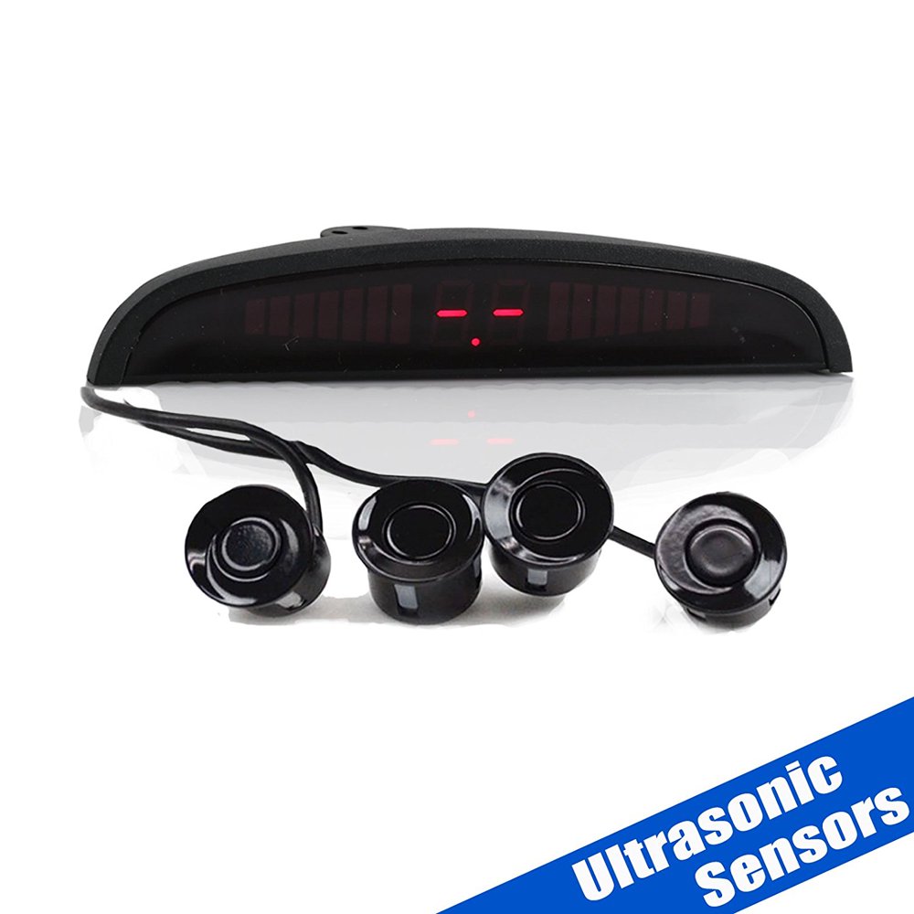 4 Parking Black Sensors LED Car Auto Backup Reverse Rear Radar System ...