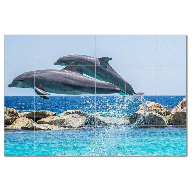 Dolphin Ceramic Tile Mural Kitchen Backsplash Bathroom Shower, 402822 ...